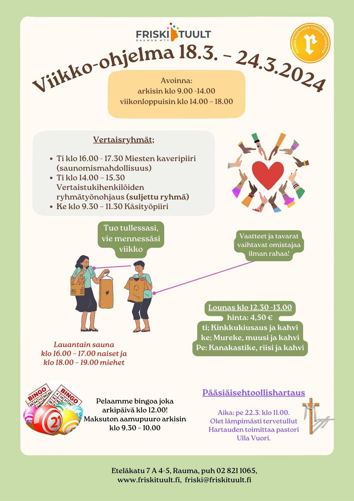 Viikko-ohjelma 18.3. – 24.3.2024 - Rauman MTY Friski Tuult ry